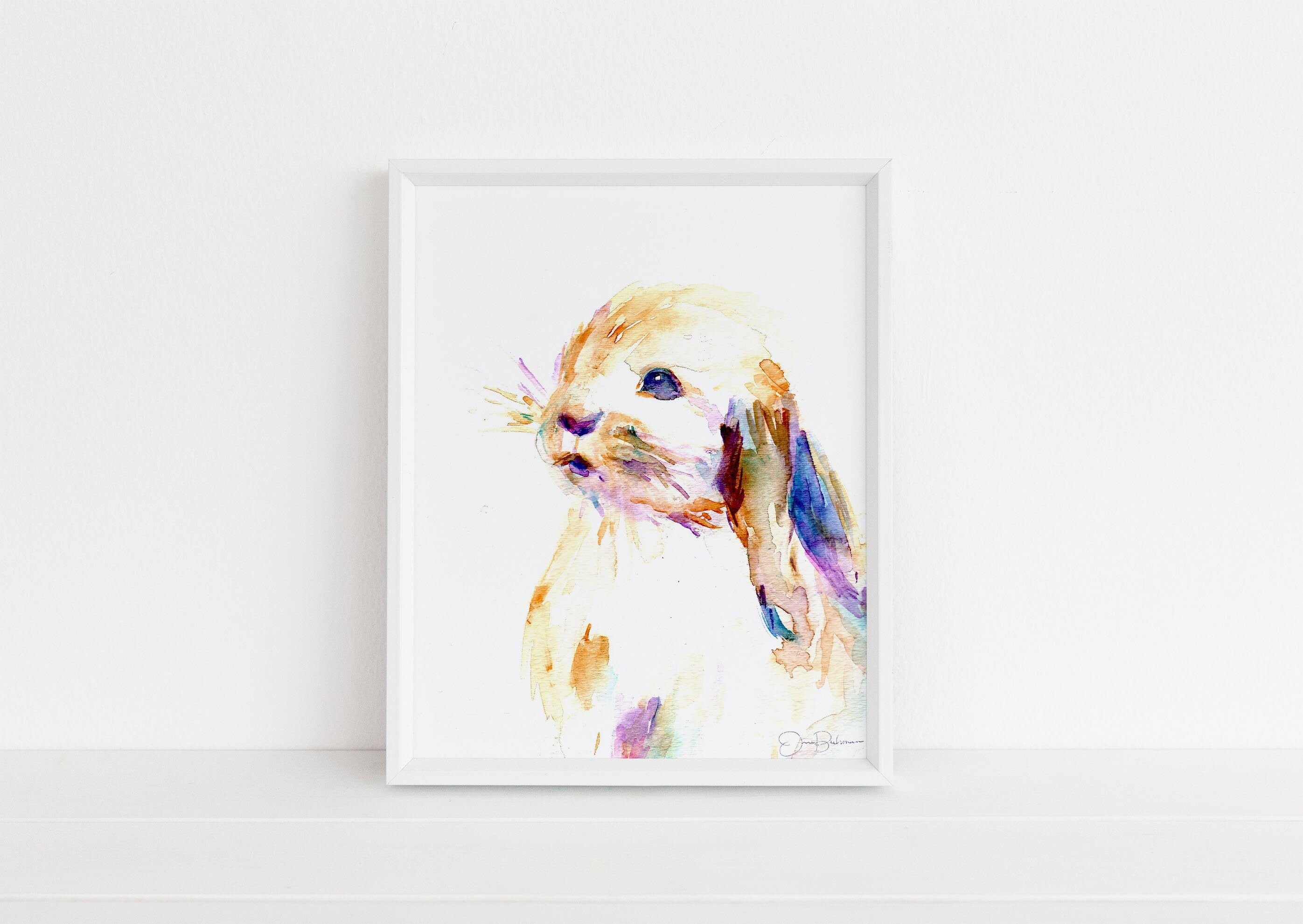 Bunny Watercolor Print, "Cottontail" by Jess Buhman, Select Your Size ...